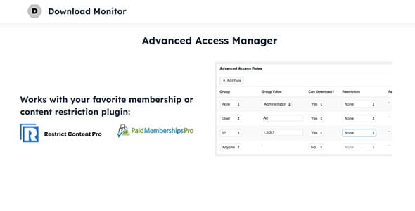 Download Monitor Advanced Access Manager for WordPress