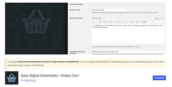 Easy Digital Downloads Empty Cart for WordPress
