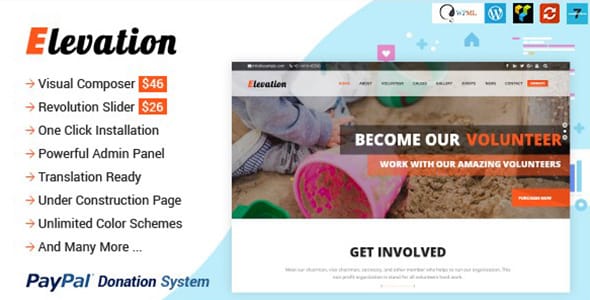 ELEVATION Charity Nonprofit Fundraising WordPress Theme