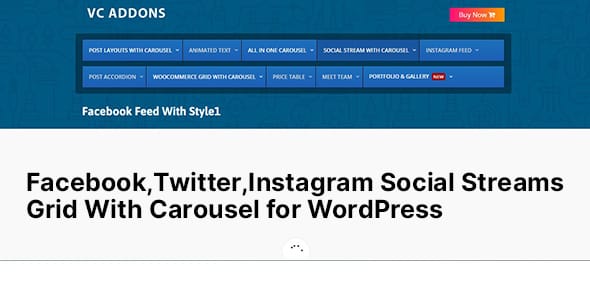 Facebook Twitter Instagram Social Streams Grid With Carousel