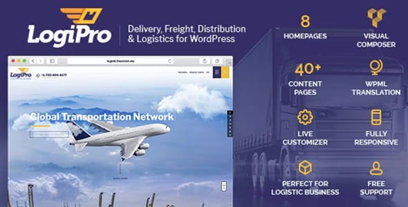 LogiPro Delivery Freight Distribution and Logistics WordPress Theme