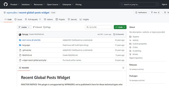 Recent Global Posts Widget for WordPress