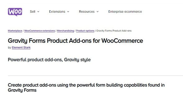 Gravity Forms Product Add Ons for WooCommerce