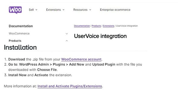 UserVoice Integration for WooCommerce