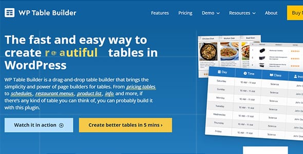 WP Table Builder Pro for WordPress