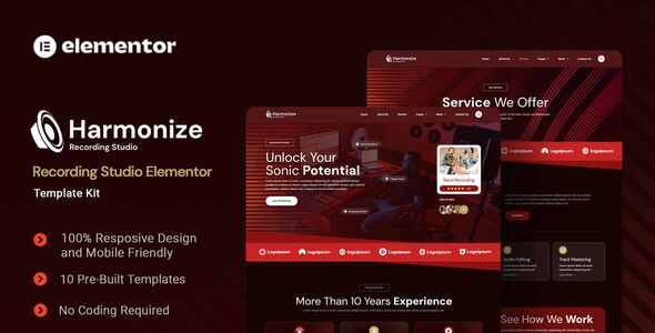 Harmonize Recording Studio Elementor Template Kit