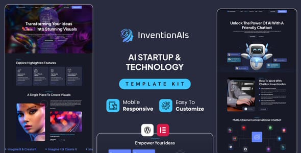 InventionAIs AI Startups and Technology Elementor Template Kit