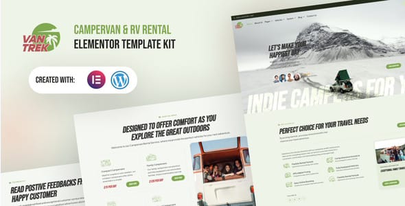 VanTrek Campervan and RV Rental Elementor Pro Template Kit