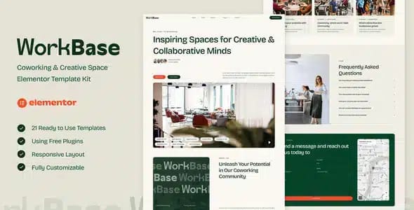 WorkBase Coworking and Creative Space Elementor Template Kit